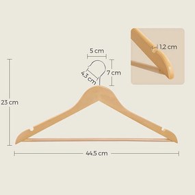 Sada dřevěných ramínek SOHO, 20 ks, přírodní hnědá SongmicsHome
