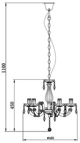 Černý svíčkový lustr MAGNOLIA v retro stylu