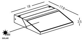 Zambelis E303 venkovní nástěnné LED solární svítidlo se senzorem grafit, 2W, 3000K, 18cm