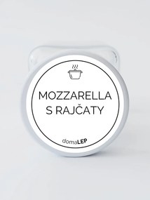 Samolepka na kořenky MOZZARELLA S RAJČATY bílá 5 cm základní písmo