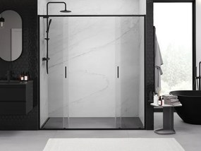 Mexen Exo, 2-křídlé posuvné 170x200 cm, 6mm čiré sklo, černý profil, 8152-170-000-70-00