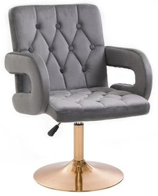 LuxuryForm DESIGN Otočná židle BOSTON VELUR na zlatém talíři - šedá