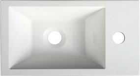 Sapho Sapho, AMAROK litý mramor umyvadlo 40x11x22cm, bílé, baterie vpravo, AR500