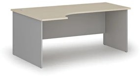 Kancelářský rohový pracovní stůl PRIMO GRAY, 1800 x 1200 mm, levý, šedá/bříza