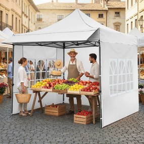 Costway Pavilon Výsuvný zahradní altán s 3 bočními stěnami a 3 úrovní nastavení