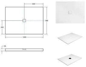 Besco Nox Black obdélníková sprchová vanička, litý mramor Rozměr vaničky: 120x90cm