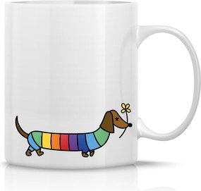 JEZEVČÍK - klasický bílý keramický hrníček 300 ml