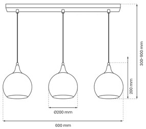 Lustr na lanku MONTE 3xE27/60W/230V pr. 20 cm matný chrom