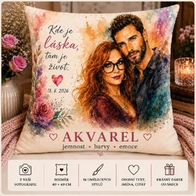 Personalizovaný polštář z fotografie – umělecký portrét 45 × 45 cm Styl portrétu:: Perokresba