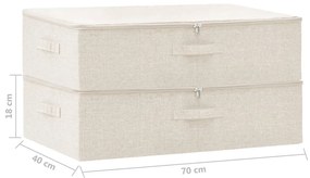 Úložné boxy 2 ks textil 70 x 40 x 18 cm krémové - Default Title
