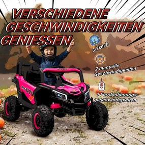 AIYAPLAY 12V elektroauto pro děti, funkce dálkového ovládání, pás, klakson, LED světla, USB port, pro 3-5 let, Růžová