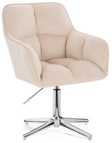 LuxuryForm DESIGN Otočné křeslo AMALFI VELUR na stříbrném kříži - krémové