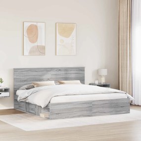 Rám postele Šedá Sonoma 200 x 200 cm Masivní borové dřevo 3410970