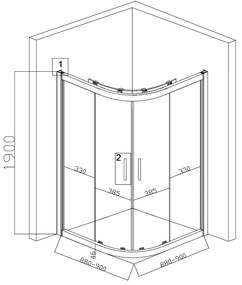 BPS-koupelny Čtvrtkruhový sprchový kout HYD-PK101B 90x90 cm chrom/transparent + vanička HYD-PSV-ST01B bílá