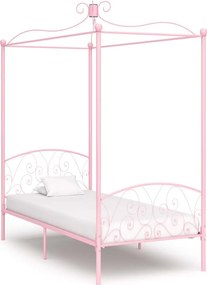 vidaXL Rám postele s nebesy kovový 100 x 200 cm [284475] Barva: Růžová
