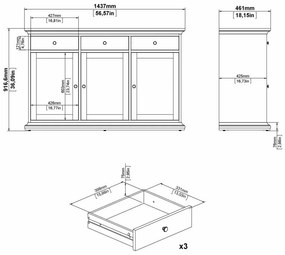 Tvilum Komoda Provence 824 šedá