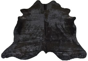 OnaDnes -20% Černý kožený koberec J-Line Bovino 225 x 218 cm