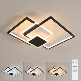 Ściemnialna Lampa Sufitowa Led Czarna Wisząca Biala Kwadrat Z Pilotem 36W