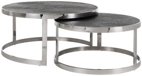 Černo stříbrný dubový set dvou konferenčních stolků Richmond Blackbone 74/91,5 cm
