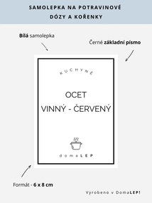 Samolepka na láhev OCET VINNÝ - ČERVENÝ – bílá, 6 x 8 cm, základní písmo