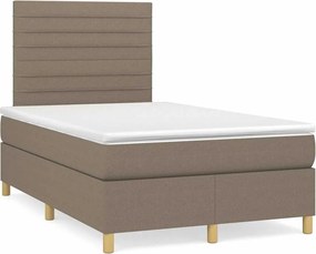 Box Spring Postel S Matrací A Led Textil Taupe vodorovné pruhy 120 x 190