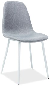 MAXIVA Jídelní židle - FOX, nohy v bílé barvě, šedá tap.49 Čalounění: šedá (tap.49)