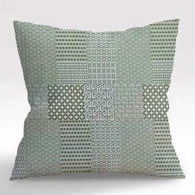 Ervi bavlněný KREPOVÝ povlak na polštář - Geometrický vzor -olivový, různé rozměry
