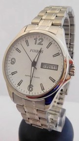 Foibos Dámské čitelné stříbrné vodotěsné přehledné hodinky Foibos 7162.1 se safírovým sklem 10ATM