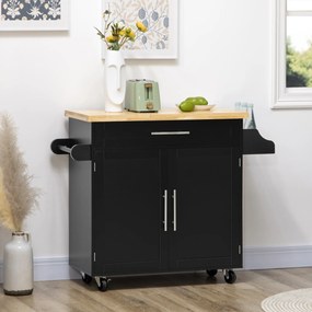 HOMCOM Kuchyňský vozík Servírovací vozík s pracovní deskou a stojanem na kořenky Držák na ručníky do obývacího pokoje a jídelny 109x40x89cm |