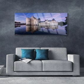 akrylový obraz Hrad Voda Architektura 125x50 cm