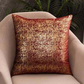 Luxusní povlak na polštář se zlatým potiskem (45x45 cm) Barva: tmavě rudá (purple red)