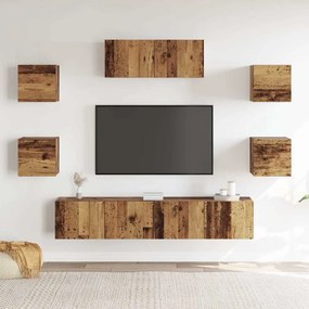 Sada 5 kusů nástěnné TV skříňka starého dřeva 3329207