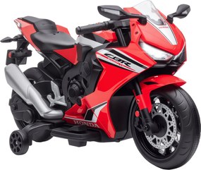 HOMCOM Elektrická motorka s licencií Honda pro děti 3-5 let, akumulátorový motocykl 6V s předním světlem, houkačkou, muzikou a odnímatelnými stabiliza