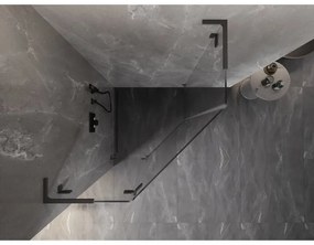 Mexen Lunar, L pětiúhelníkový sprchový kout naklápěcí doleva 80 x 80 cm, 8mm čiré sklo, grafitový profil, 831L-080L-080P-95-00-L