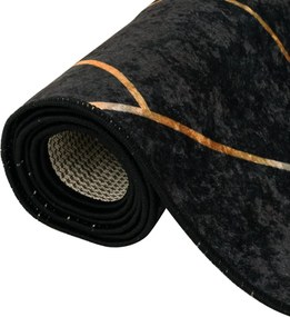 Koberec pratelný černý a zlatý 160 x 230 cm protiskluzový 136618