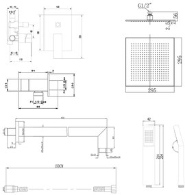Sapho Sapho, LATUS podomítková sprchová souprava s pákovou baterií, 2 výstupy, chrom, 1102-42-01