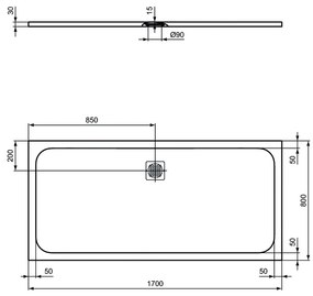 Ideal Standard Ultra Flat S - Sprchová vanička 170 x 80 cm, Černá, K8284FV