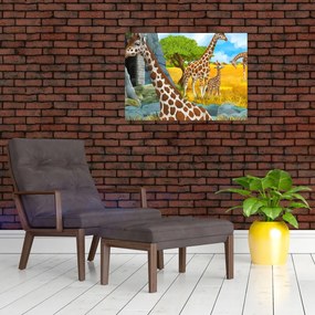 Obraz - Žirafí rodina (70x50 cm)