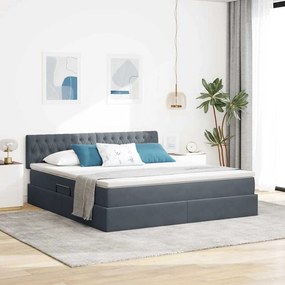 Postel s úložným prostorem s čelo Tmavě šedá 180 x 200 cm samet 3370834