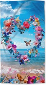 Rychleschnoucí plážová osuška FLOWER LOVE barevná 70 x 140 cm, 100% mikrovlákno