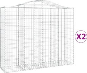 Klenuté gabionové koše 2 ks 200x50x160/180cm pozinkované železo 3145703