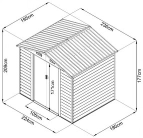 Zahradní domek 236 x 195 cm kovový Dekorhome
