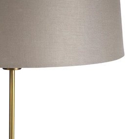 Stojací lampa bronzová s lněným stínidlem taupe nastavitelná 45 cm - Parte