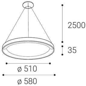 Led2 Závěsné LED svítidlo BELLA SLIM P-Z ø 58 cm Barva: Černá, Stmívání: RF control