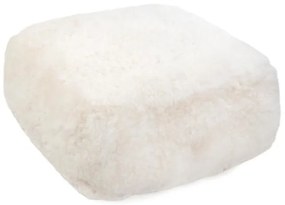 Kožený taburet, ovčí kůže, bílá, přírodní, střižený chlup Střižený chlup 5 cm