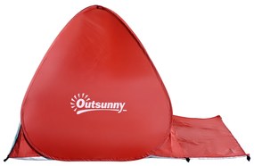 Outsunny beach shell pop up stan 200x150x119cm rychlé automatické stavění z polyesteru v červené barvě pro pláž a kempování | Aosom.de