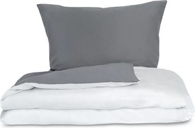 Saténové povlečení LUXURY COLLECTION tmavě šedé/bílé - 1x 140/220, 1x 70/90cm