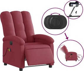 Elektrické masážní polohovací křeslo vínové textil 3204083