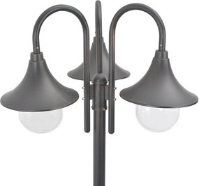 Zahradní sloupová lampa 3 ramena - hliník - bronzová | 220 cm