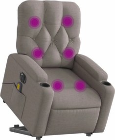 Elektrické zvedací masážní polohovací křeslo taupe textil 3204754